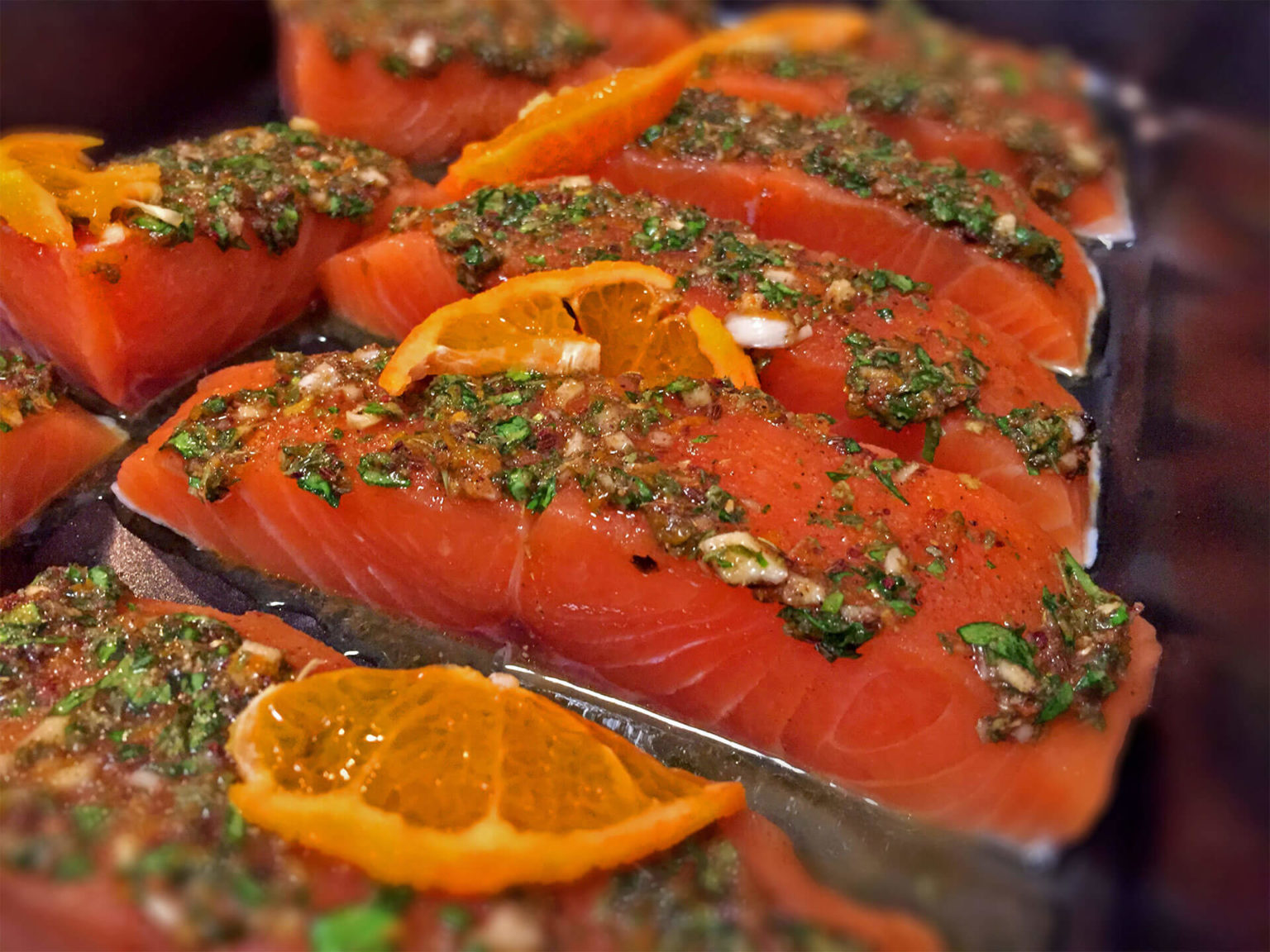 Baked Salmon with Mandarin, Brandy, Herb Rub - I Feel Like Cooking